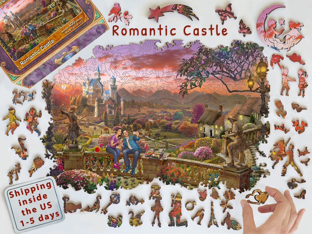 Wooden Jigsaw Puzzles for Adults - Romantic Love Castle at Sunset (400 ...