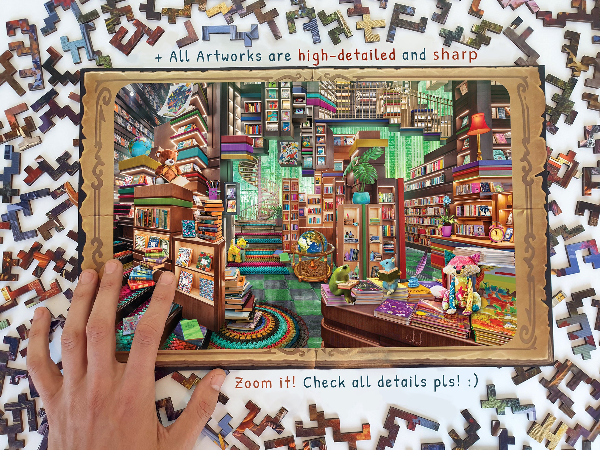 Wooden Jigsaw Puzzles for Adults Modern Library Abstract - Etsy