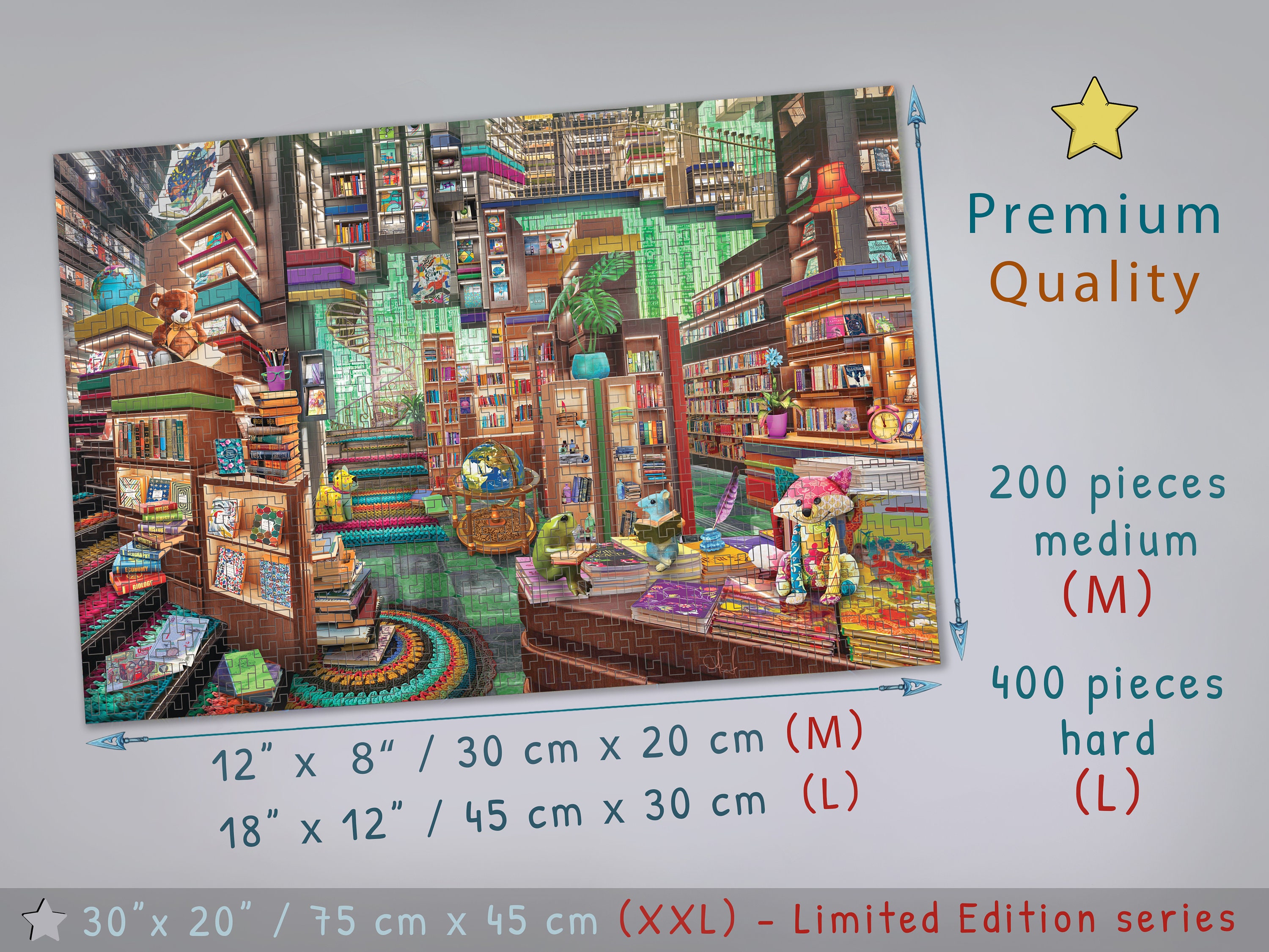 Wooden Jigsaw Puzzles for Adults Modern Library Abstract - Etsy