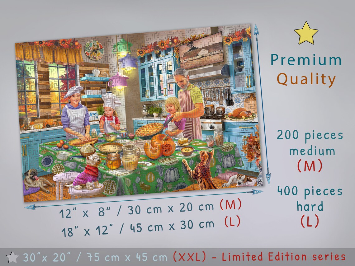 Family Cooking in the Kitchen Wooden Jigsaw Puzzle for - Etsy