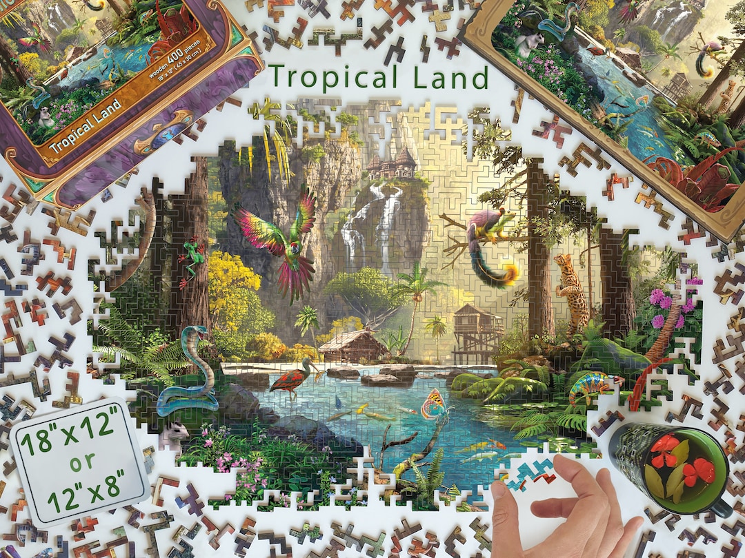 Wooden Jigsaw Puzzles for Adults and Kids - Tropic Land, Exotic Nature ...