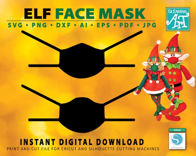 Elf Mask SVG Files for Cricut and Silhouette Cameo, Elf Face Mask ...