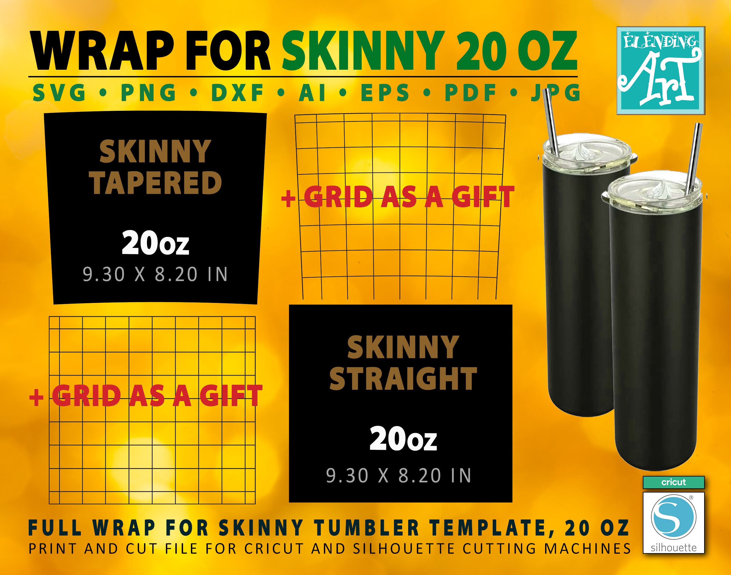 20oz Skinny Tumbler Template SVG 20oz Template Full Wrap 20oz Svg 