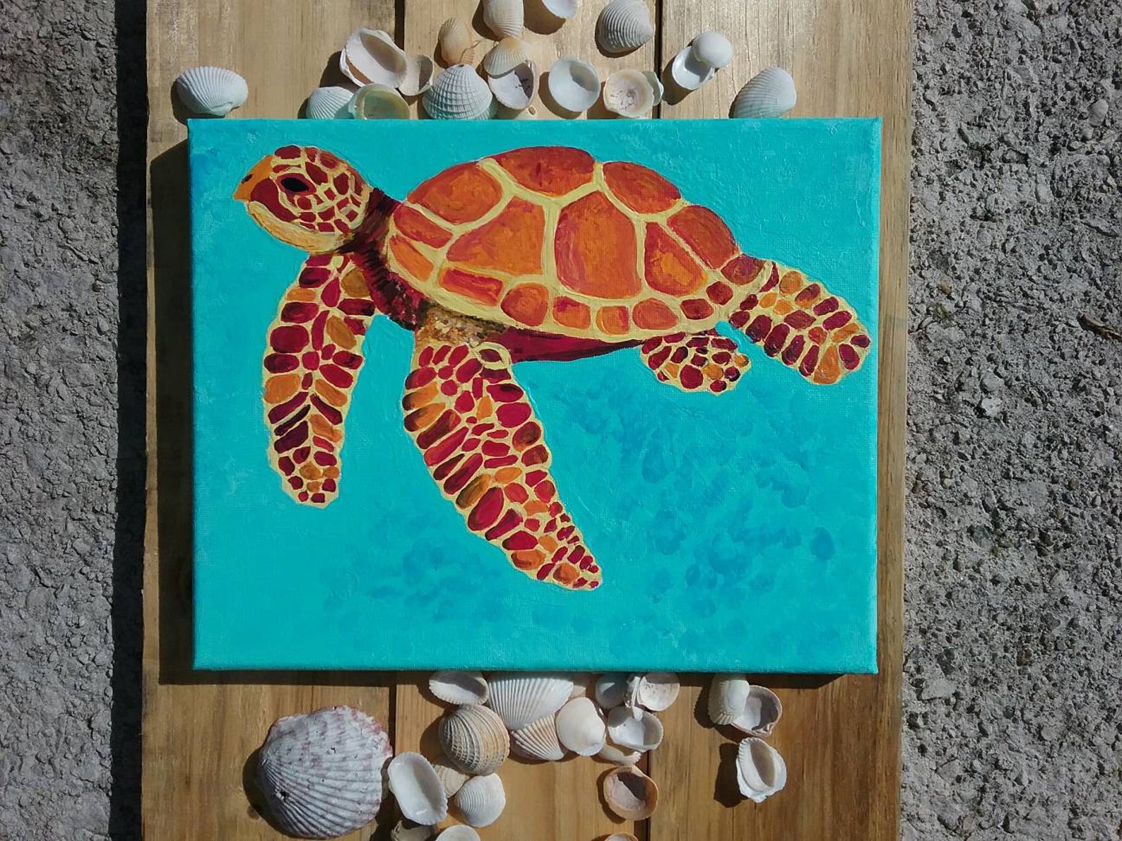 Original Painting | Sea Turtle Acrylic Painting | Canvas | Hand Painted ...