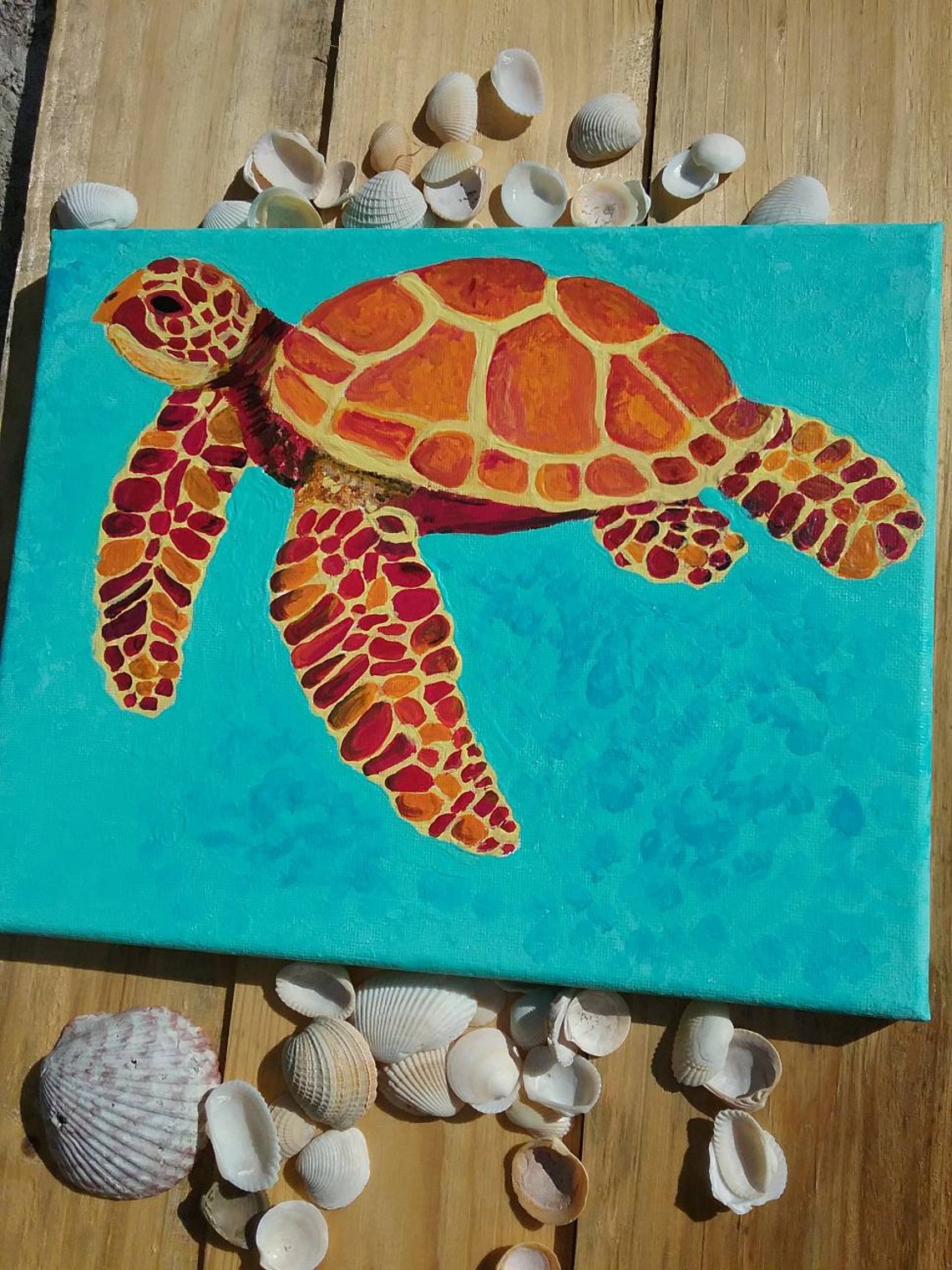 Original Painting | Sea Turtle Acrylic Painting | Canvas | Hand Painted ...