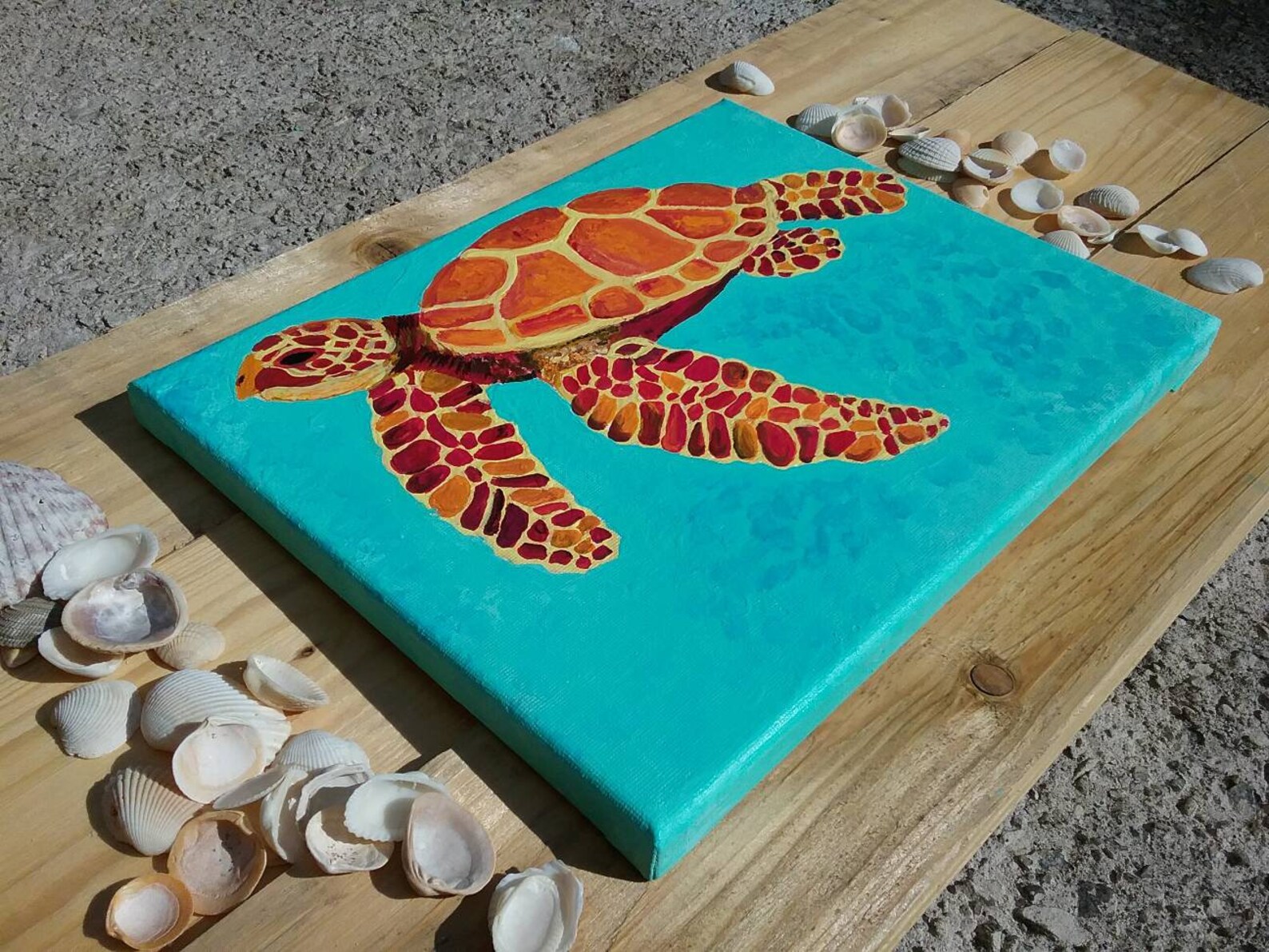 Original Painting | Sea Turtle Acrylic Painting | Canvas | Hand Painted ...