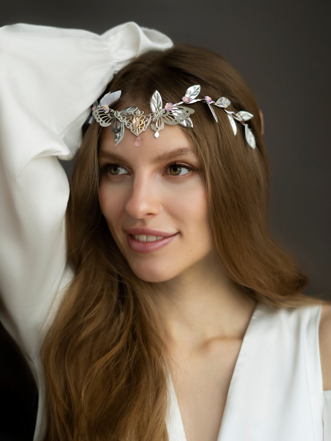 Faerie Wing and Crystal Tiara | Woodland Elf Tiara | Elven Headpiece ...