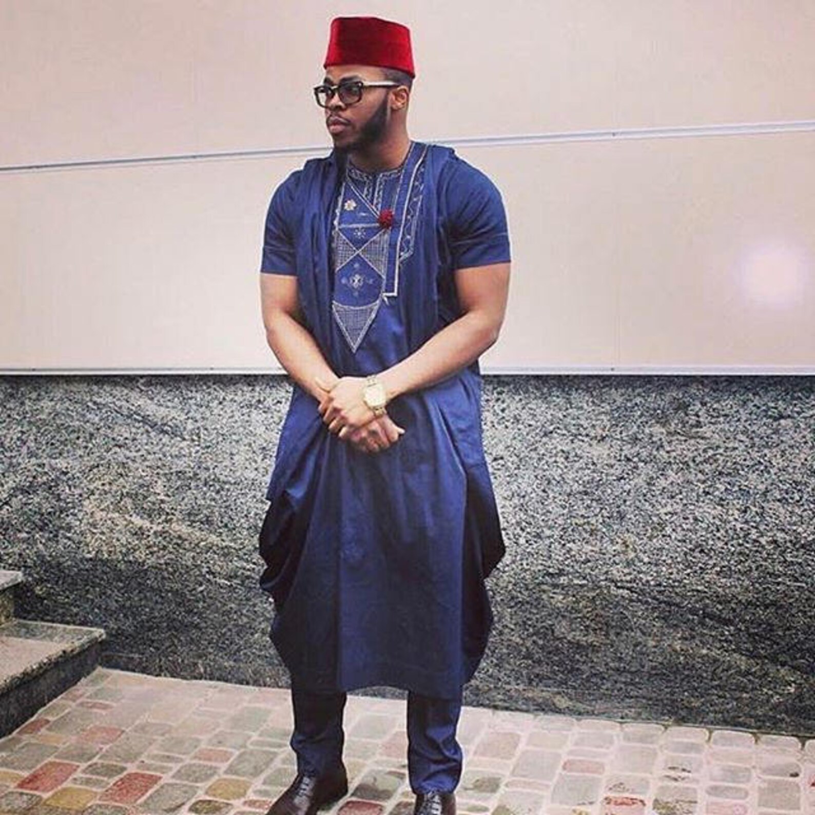 Red Oga Faaji African Native Hat Foldable Velvet Hat Kente Kufi Hat ...