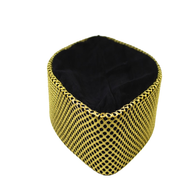 Black and Gold Net Oga Faaji African Native Hat Foldable Velvet Cap ...