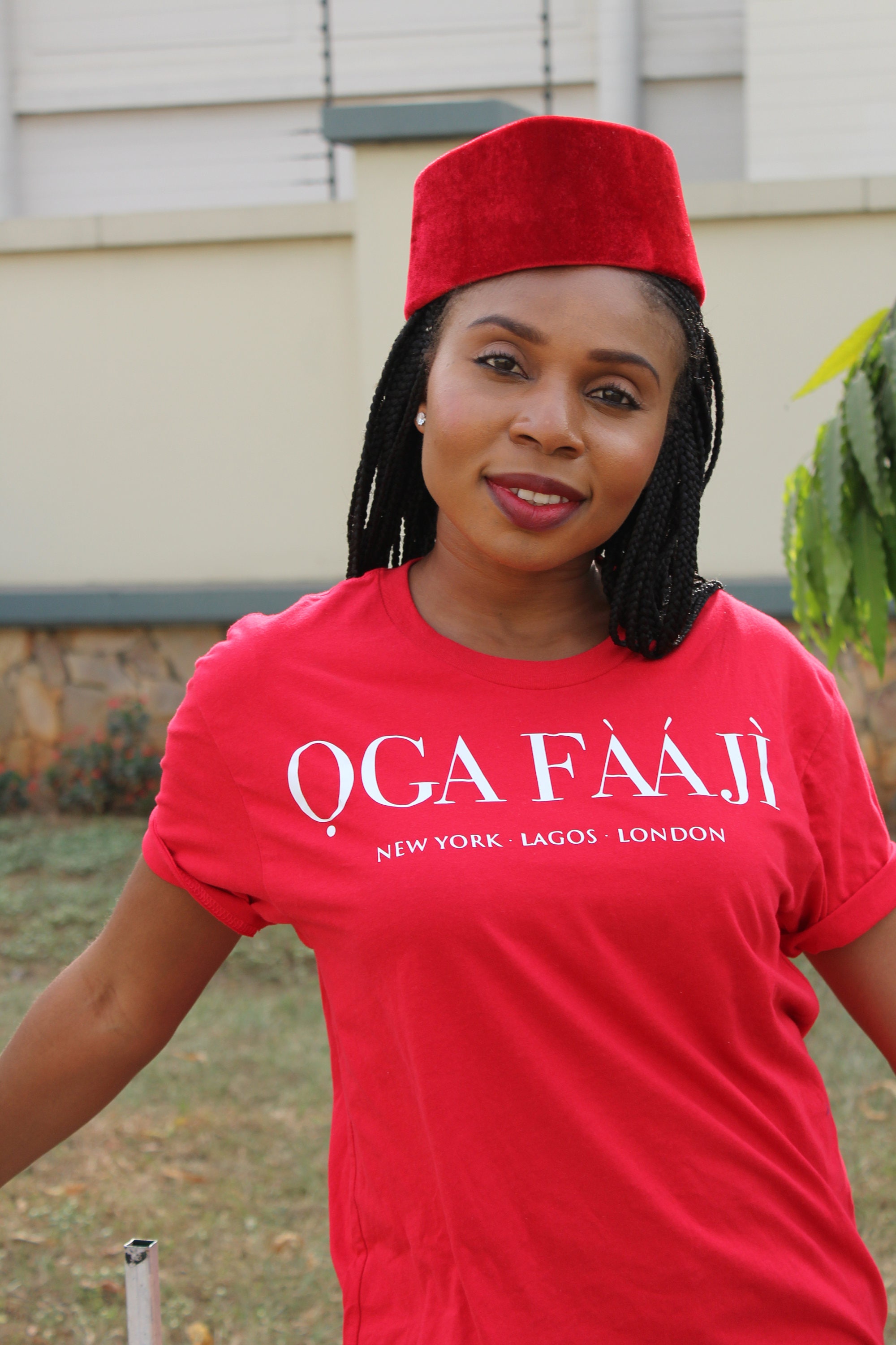 Red Oga Faaji African Native Hat Foldable Velvet Hat Kente Kufi Hat ...
