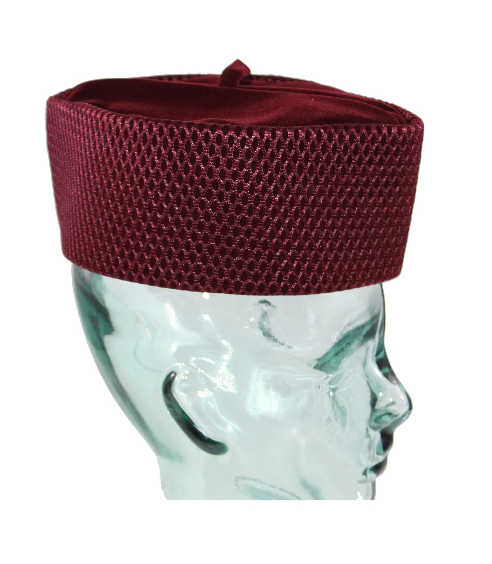 Burgundy Net Oga Faaji African Native Hat Foldable Velvet Cap African ...