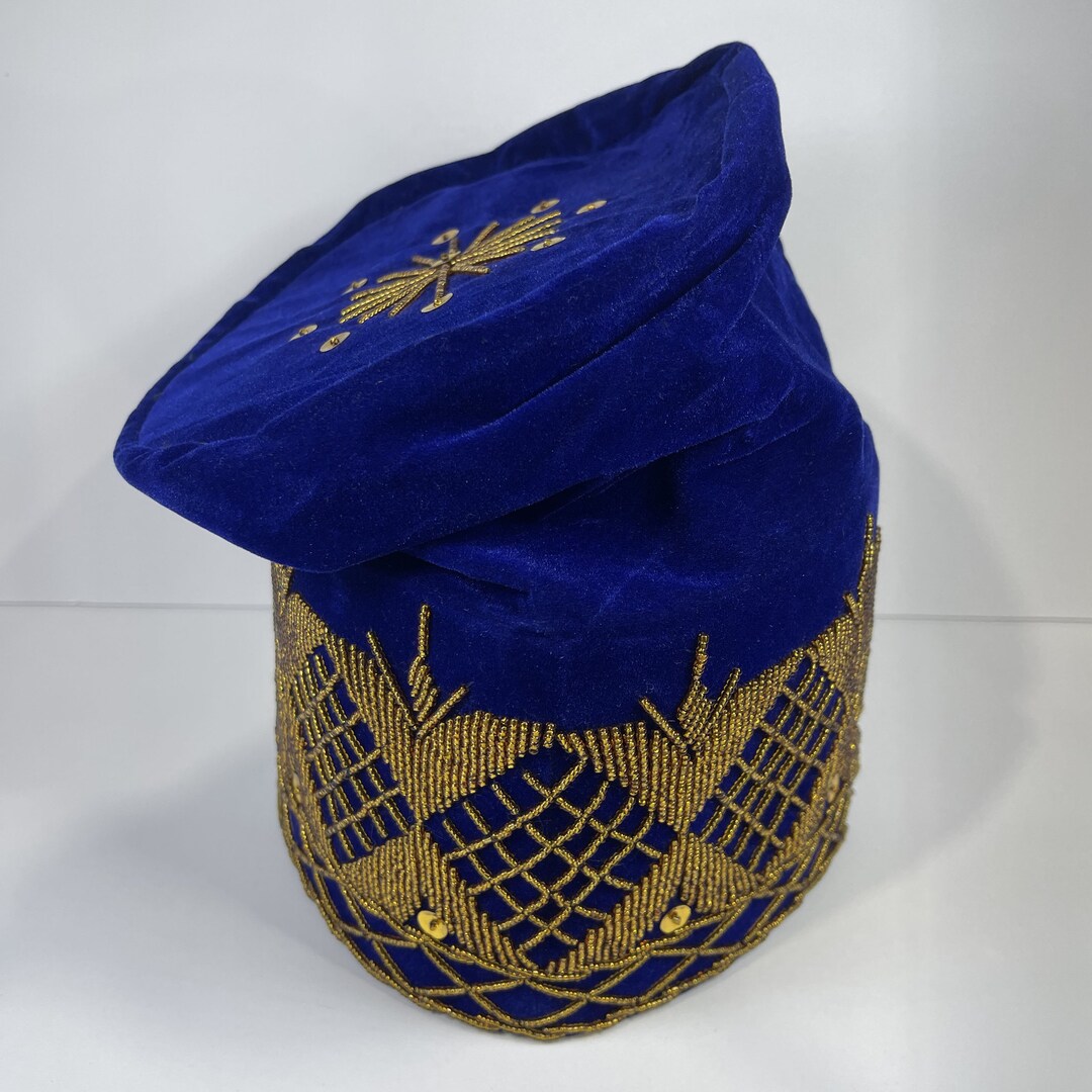 Blue and Gold African Hat by Oga Faaji African Native Hat 1 of 1 - Etsy