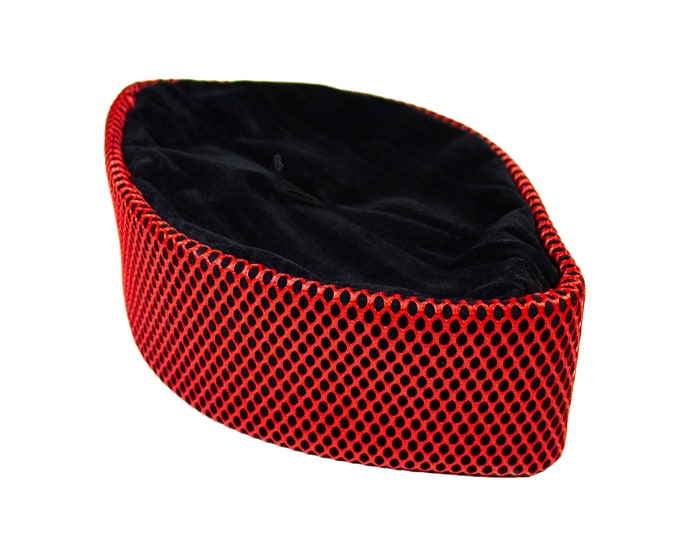 Black and Red Net Oga Faaji African Native Hat Foldable Velvet Cap ...