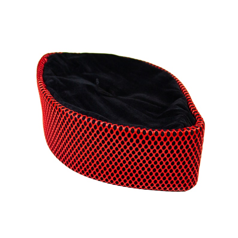 Black and Red Net Oga Faaji African Native Hat Foldable Velvet Cap ...