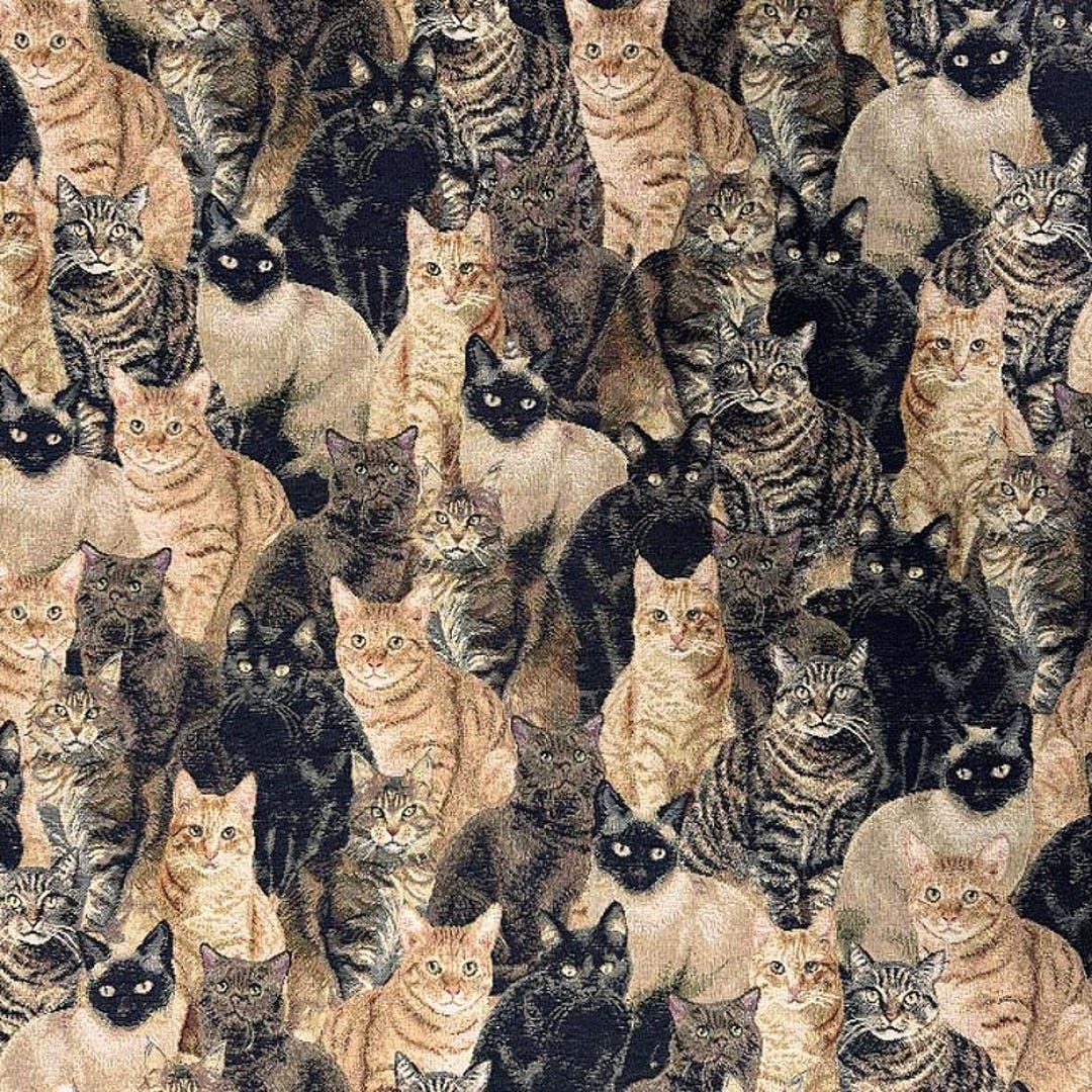 Premium Gobelin Fabric With Cat Print – 140 Cm Wide – for Cushions ...
