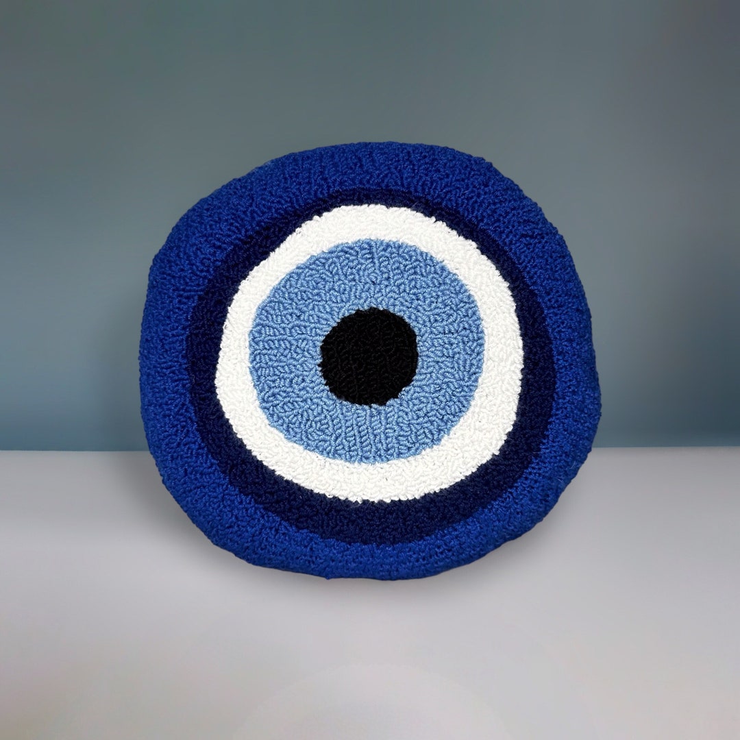Evil Eye Punch Needle Pillow, Punch Needle Pillow, Evil Eye, Tuft ...