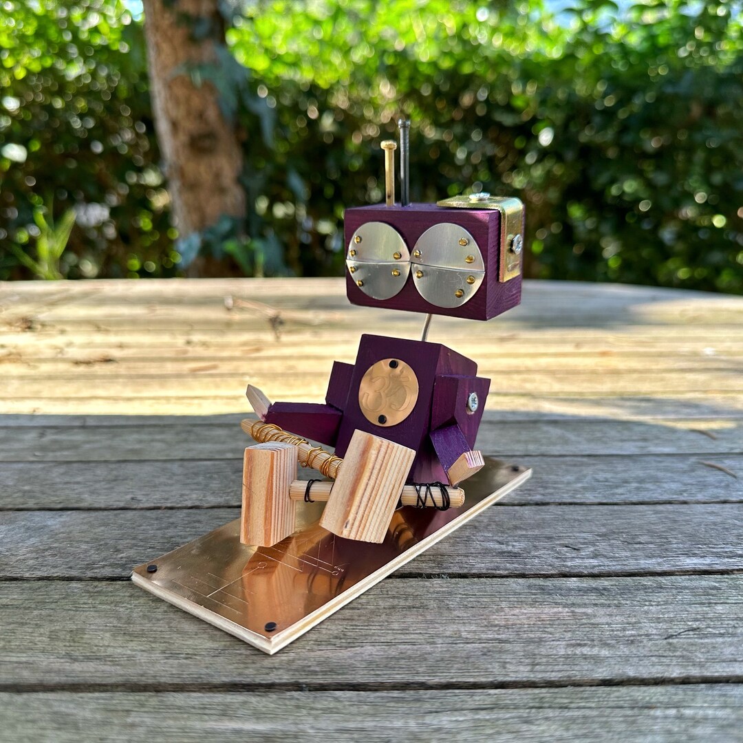 Yoga Robot Figurine – Handmade Wooden Meditation Sculpture – Zen Desk ...