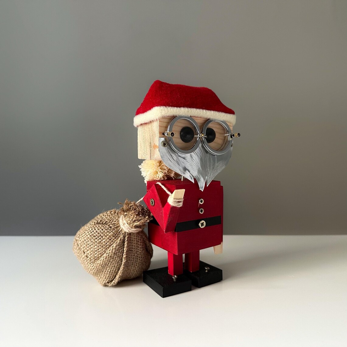 Handmade Steampunk Santa and Tree Robot Duo - Red Santa Robot With ...