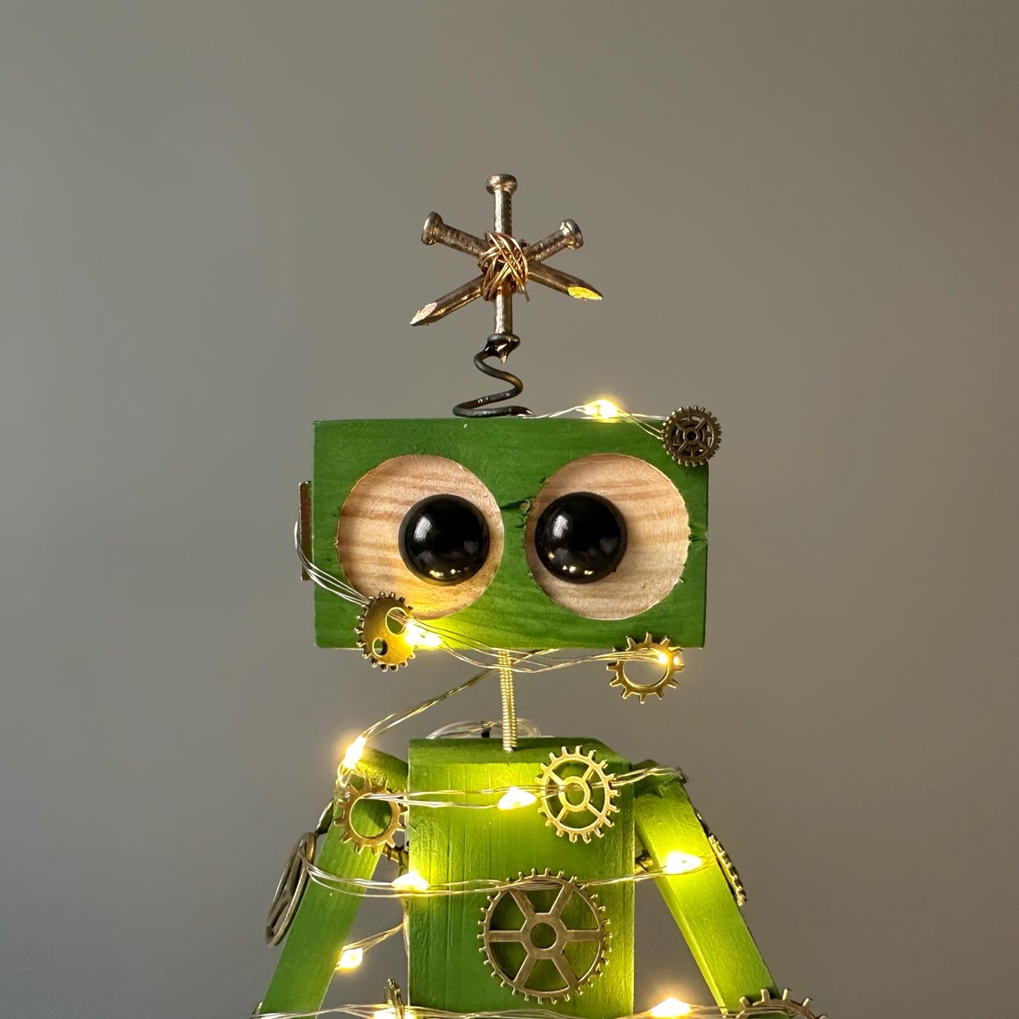 Handmade Steampunk Santa and Tree Robot Duo - Red Santa Robot With ...