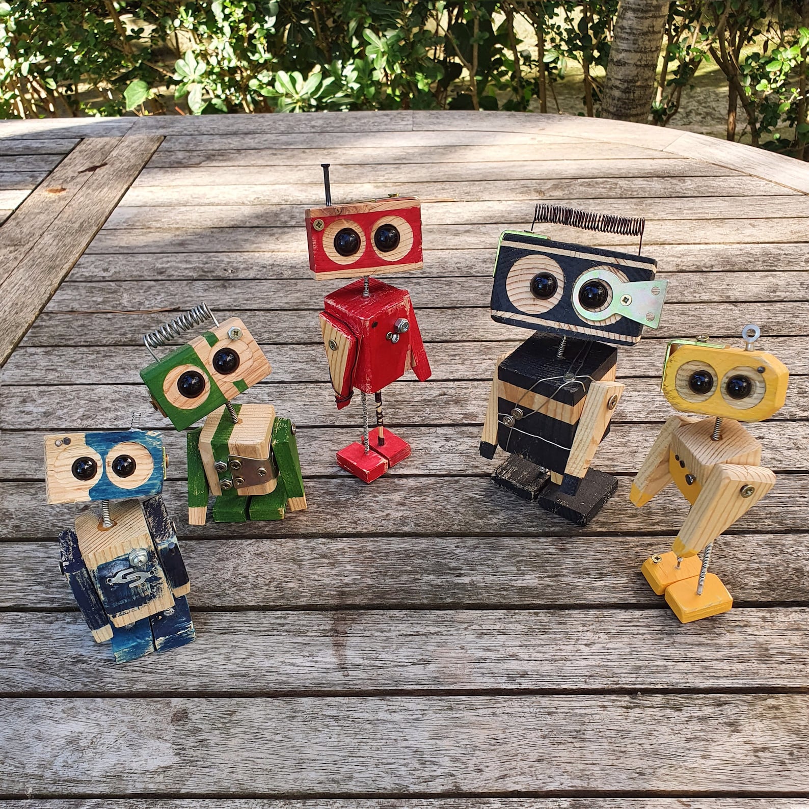 Handmade Wooden Robot Figurine – Rustic Steampunk Desk Decor – Unique ...