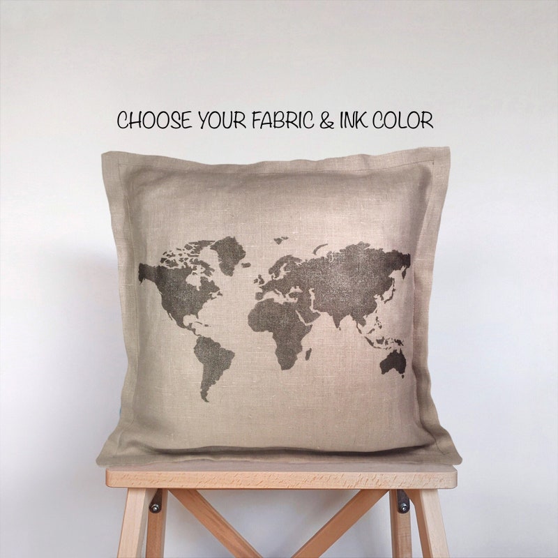World Map Pillow - Etsy