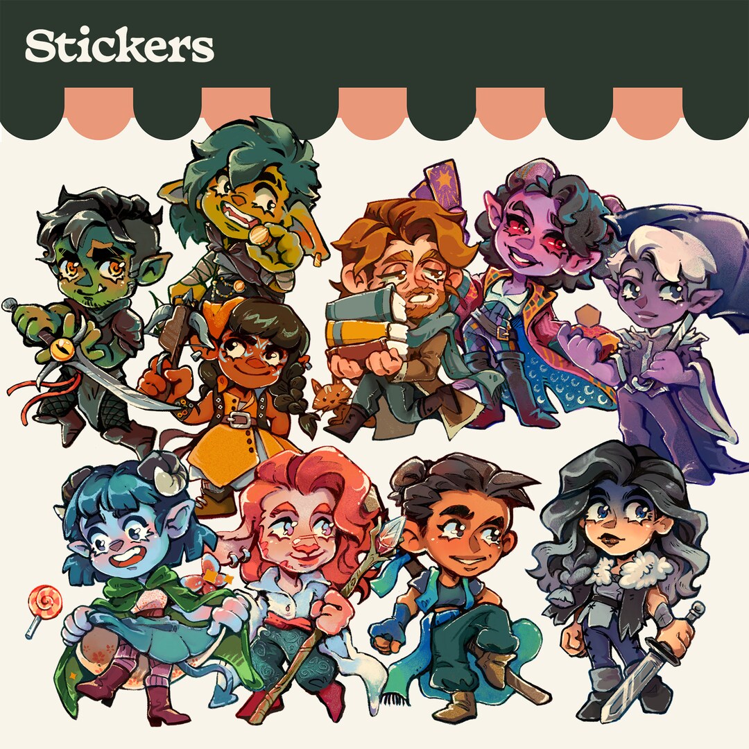 Critical Role Stickers |critrole Paper Sticker Set 7cm Campaign 1 2 and ...
