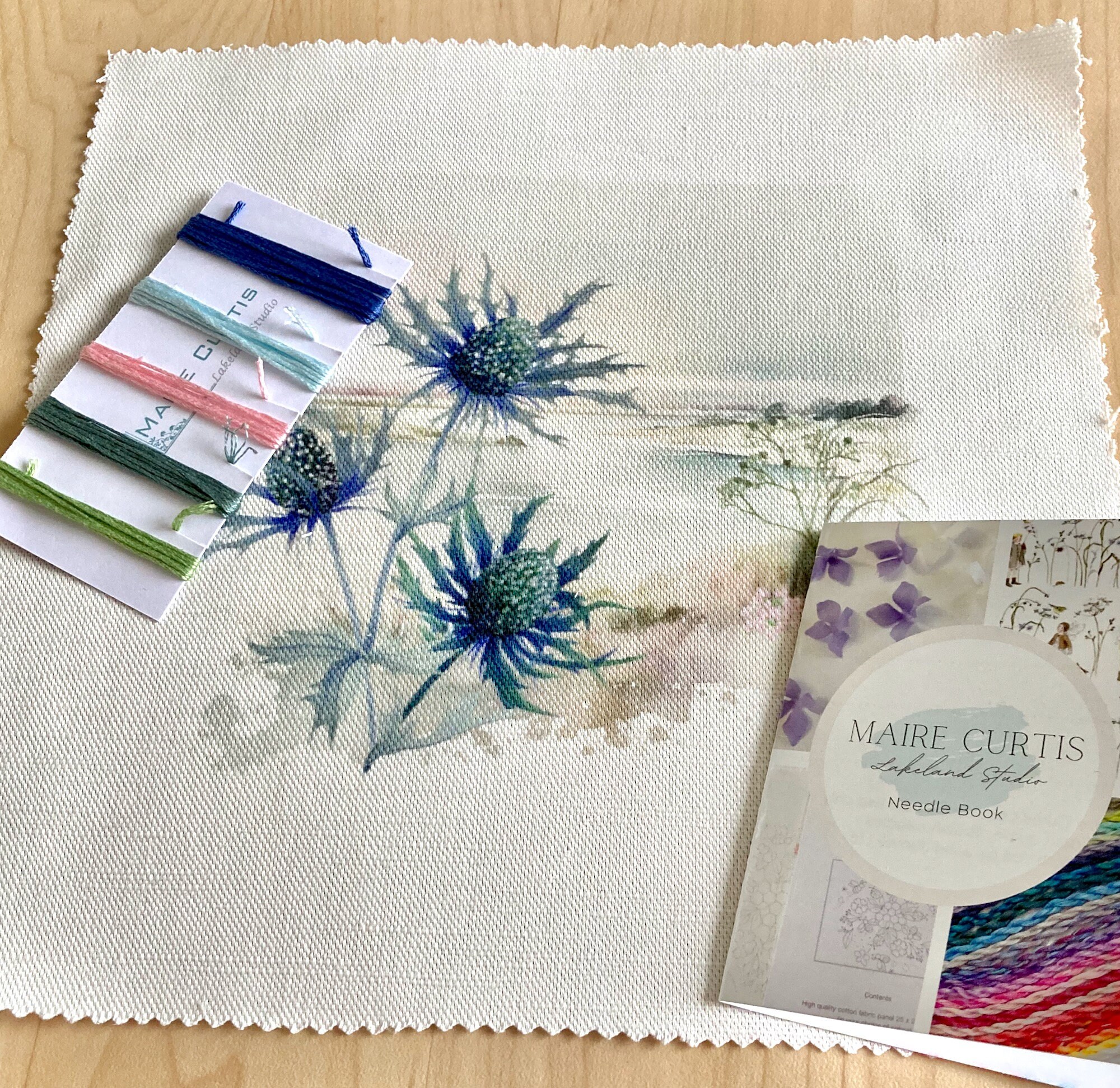 Sea Holly Linen Embroidery Kit, Coastal Design Ready to Stitch - Etsy