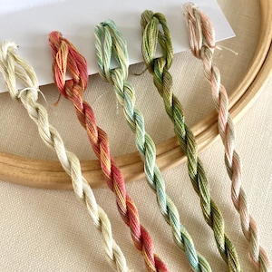 Variegated Cotton Hand Embroidery Thread Set 5 Irish Moss Colours. Gift ...