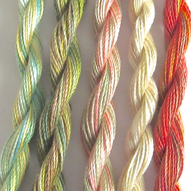 Variegated Cotton Hand Embroidery Thread Set 5 Irish Moss Colours. Gift ...
