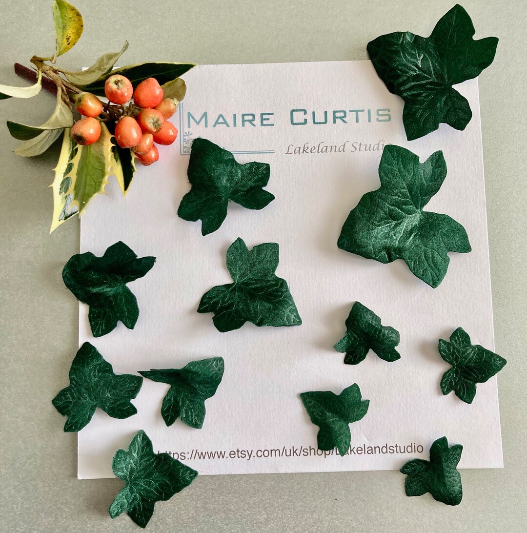 Silk Satin Dimensional Ivy Leaves: Sew on Fabric Winter Applique Leaves ...