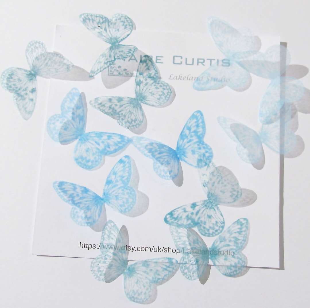Pure Silk Hand Printed Sew on Butterflies in Shades of Teal. Available ...