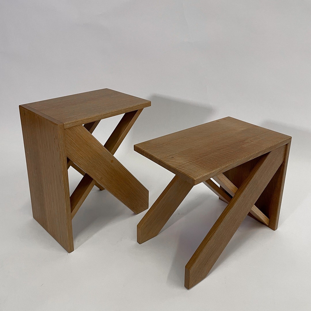 Japanese Inspired Side Tables / Stools - Reclaimed Oak Wood - Etsy