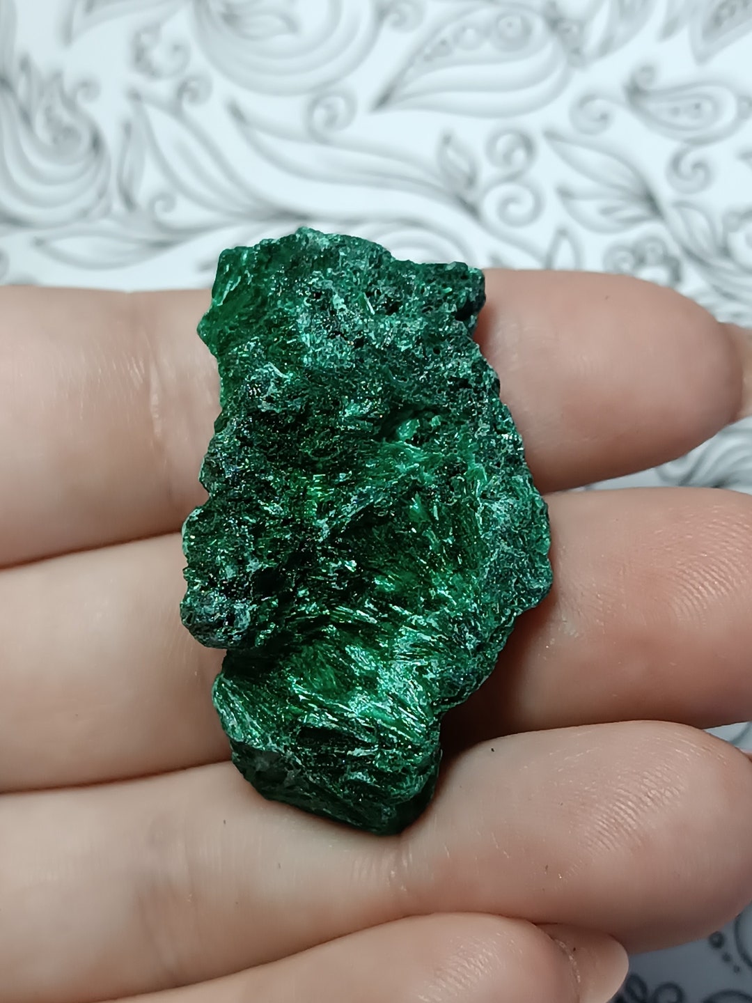 Natural Fibrous Malachite Velvet Chatoyant Needle Raw Mineral Freeform ...