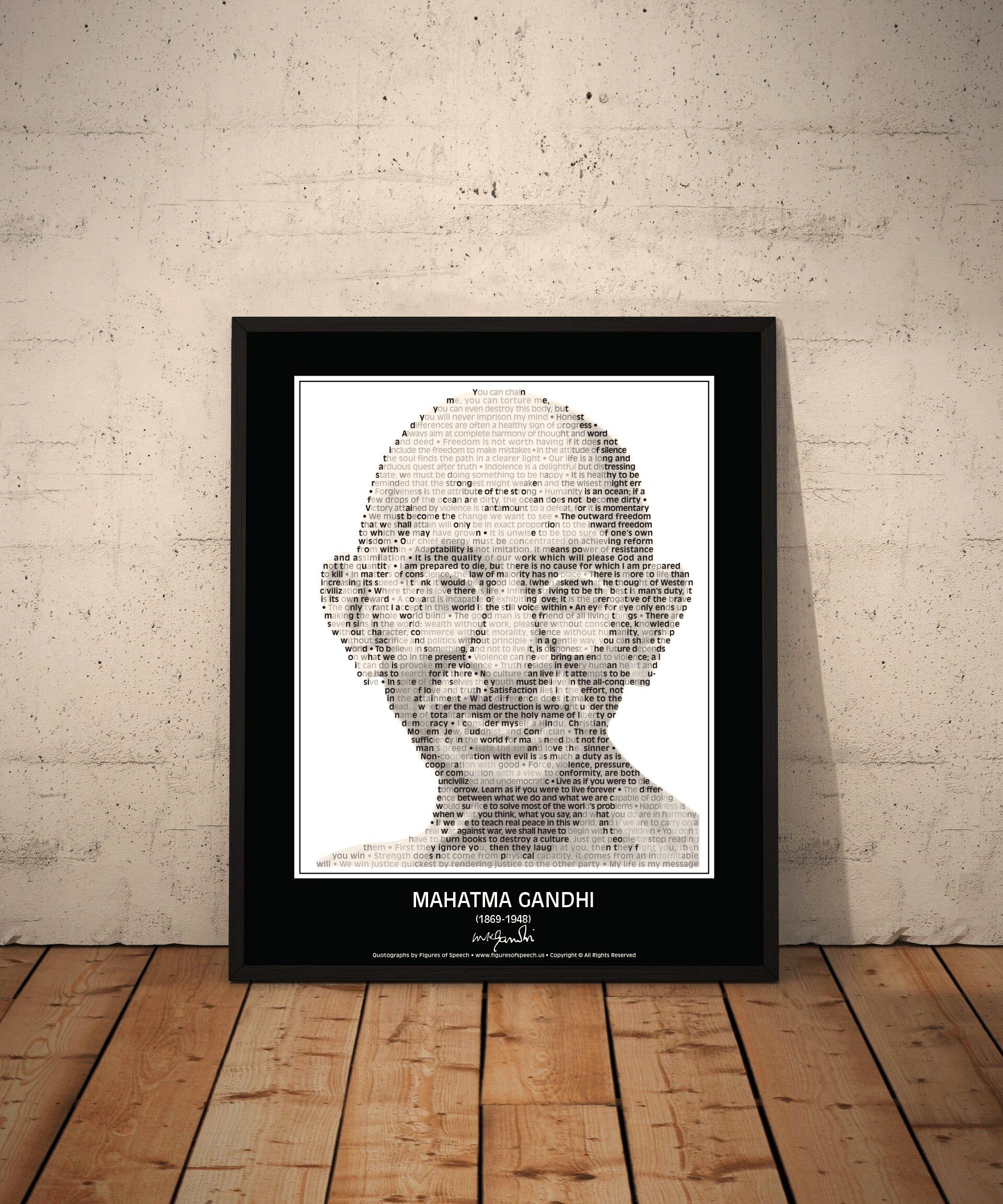 Mahatma Gandhi Quotes Print / Poster Mahatma Gandhi Portrait Made From ...