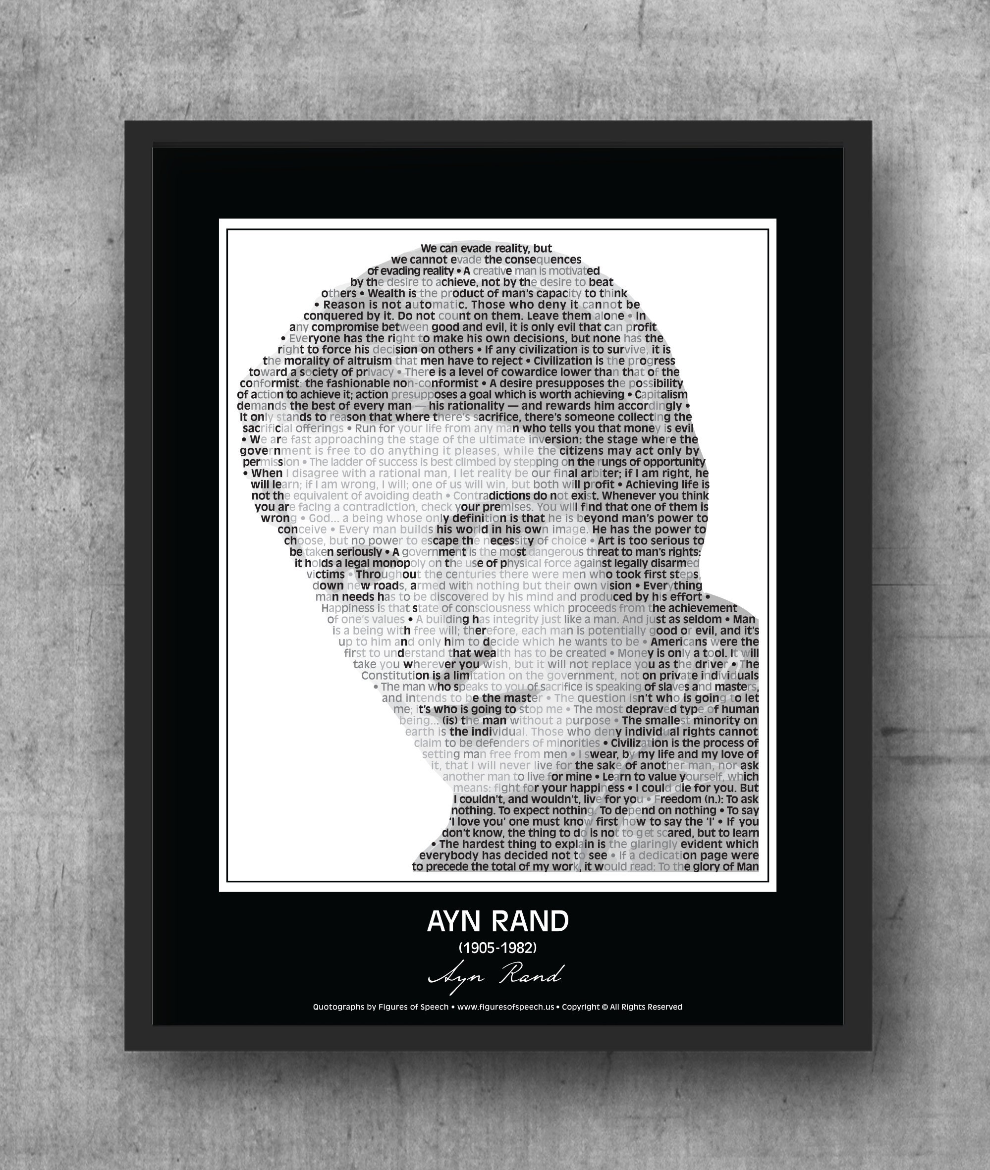 Ayn Rand Quotes Print / Poster Ayn Rand Portrait Made From ...
