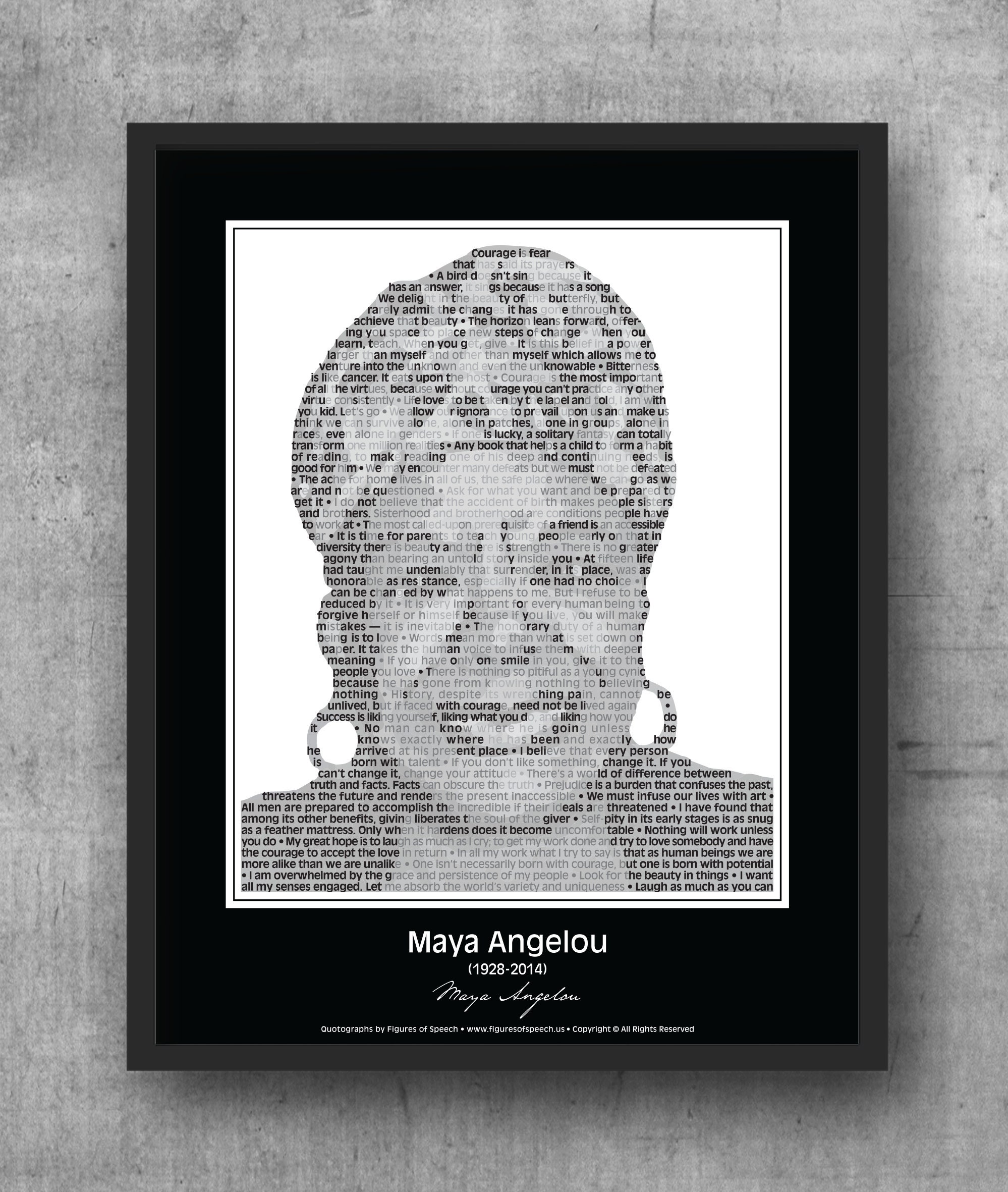Maya Angelou Quotes Print Poster! Maya Angelou Portrait Made From ...