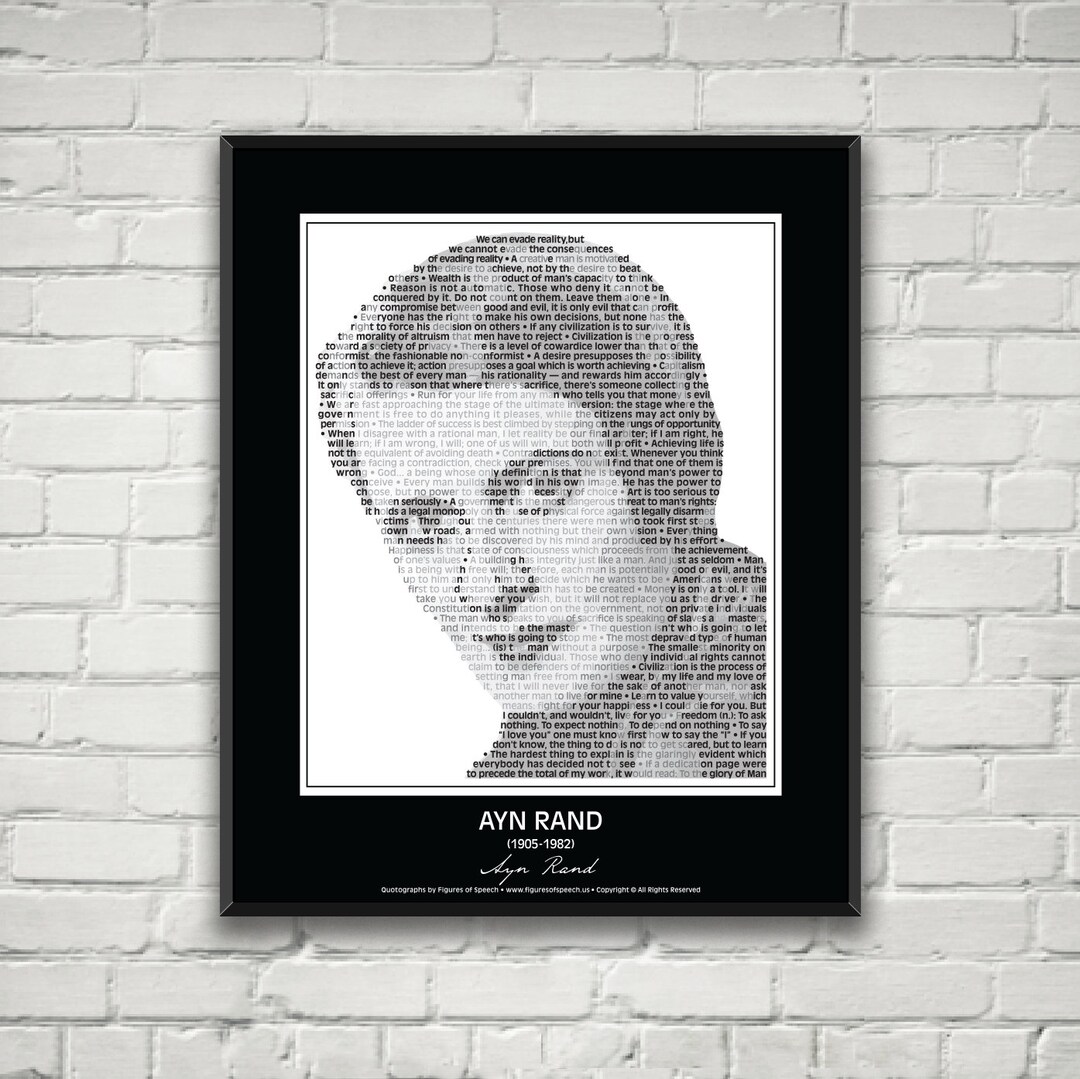 Ayn Rand Quotes Print / Poster! Ayn Rand Portrait Made From ...