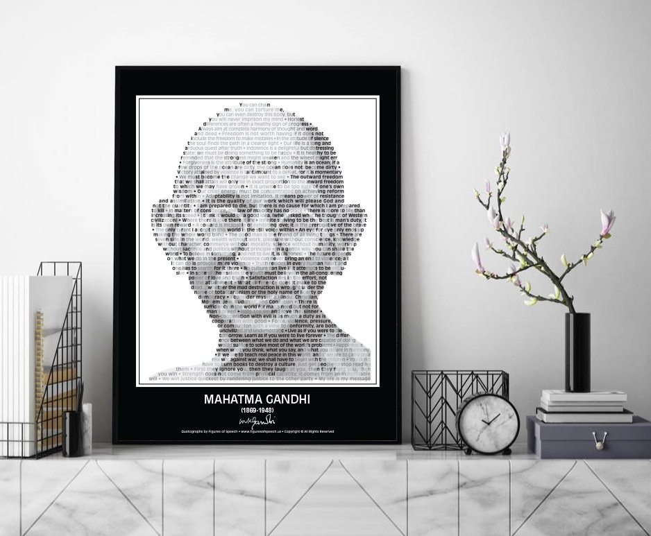 Mahatma Gandhi Quotes Print / Poster Mahatma Gandhi Portrait Made From ...