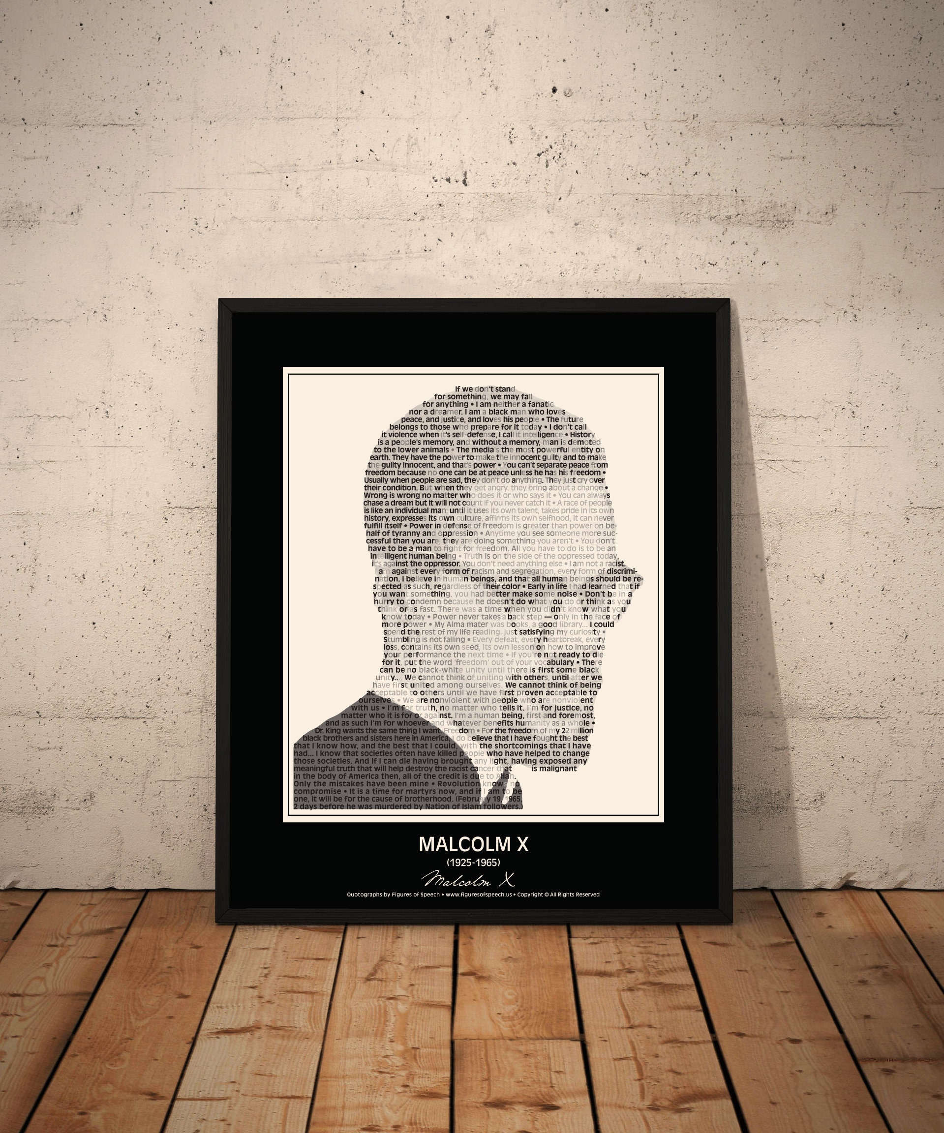 Malcolm X Quotes Print Poster! Malcolm X Portrait Made From ...
