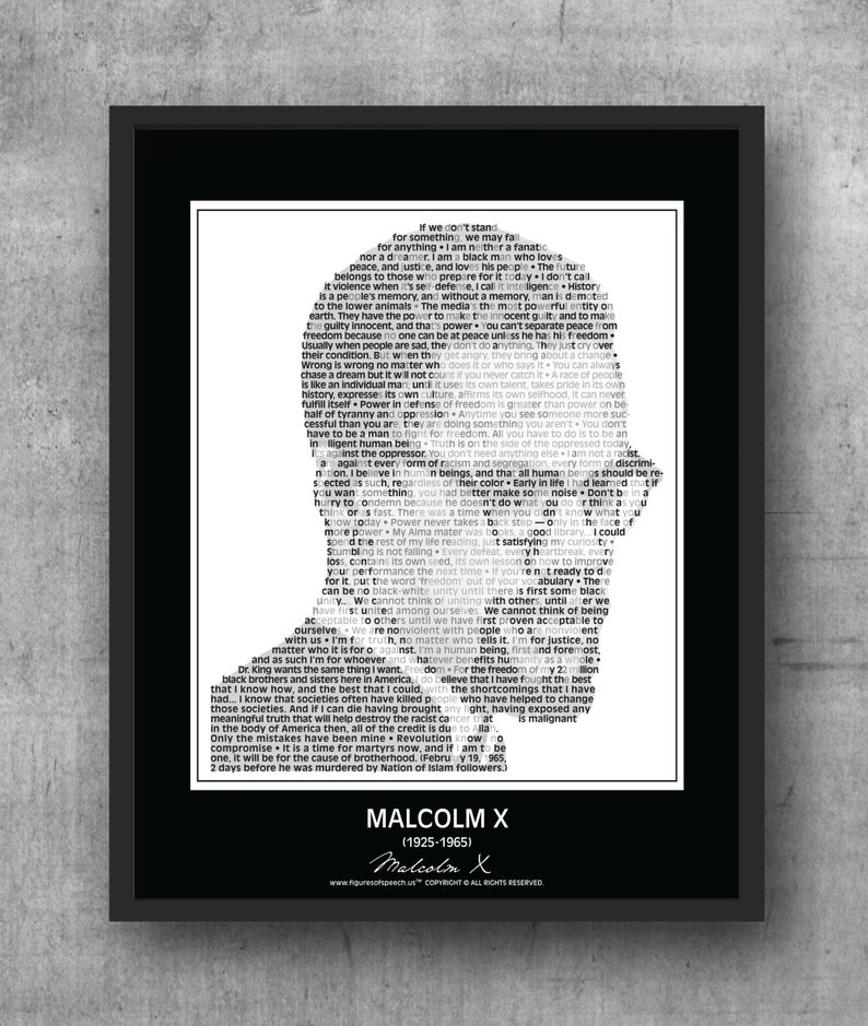 Malcolm X Quotes Print Poster Malcolm X Portrait Made From - Etsy