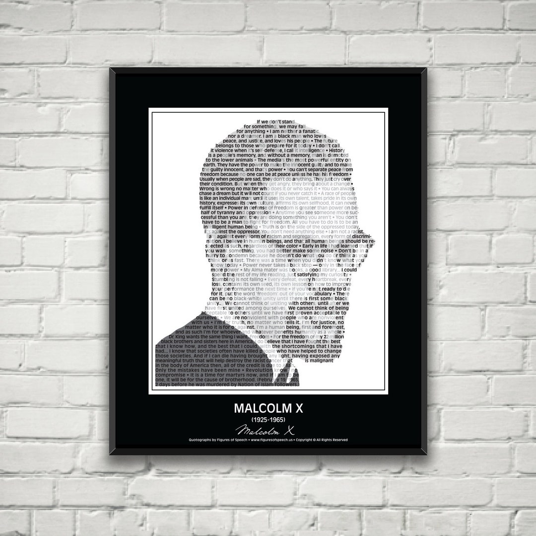 Malcolm X Quotes Print Poster! Malcolm X Portrait Made From ...