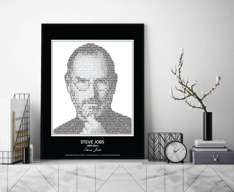 Steve Jobs Quotes Poster Steve Jobs Portrait Made From Inspirational ...