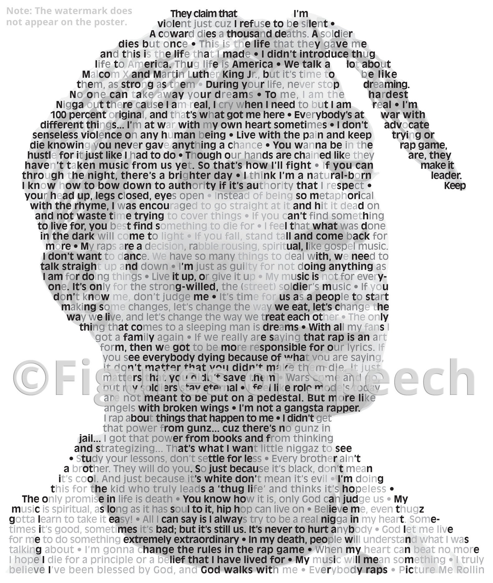 Tupac 2pac Quotes Poster / Print Tupac Portrait Made From - Etsy