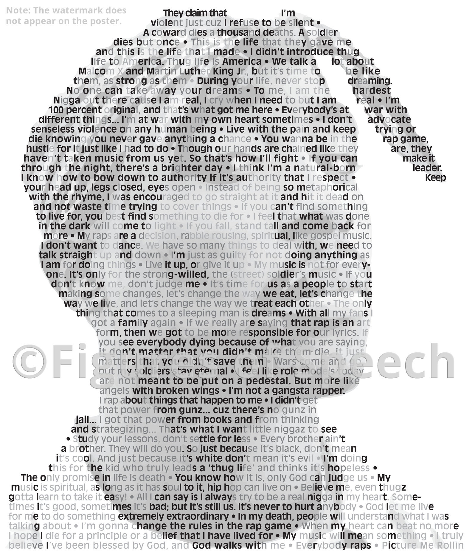 Tupac 2pac Quotes Poster / Print Tupac Portrait Made From - Etsy