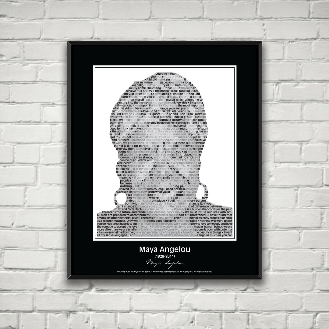 Maya Angelou Quotes Print Poster! Maya Angelou Portrait Made From ...