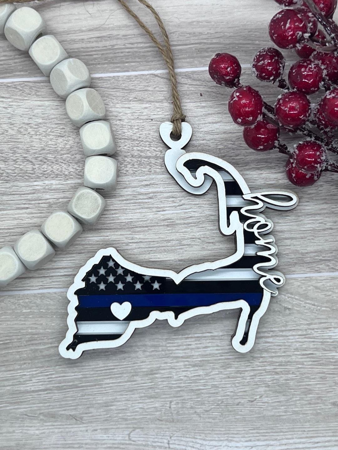 Cape Cod Massachusetts Police Blue Line Home Ornament - Etsy