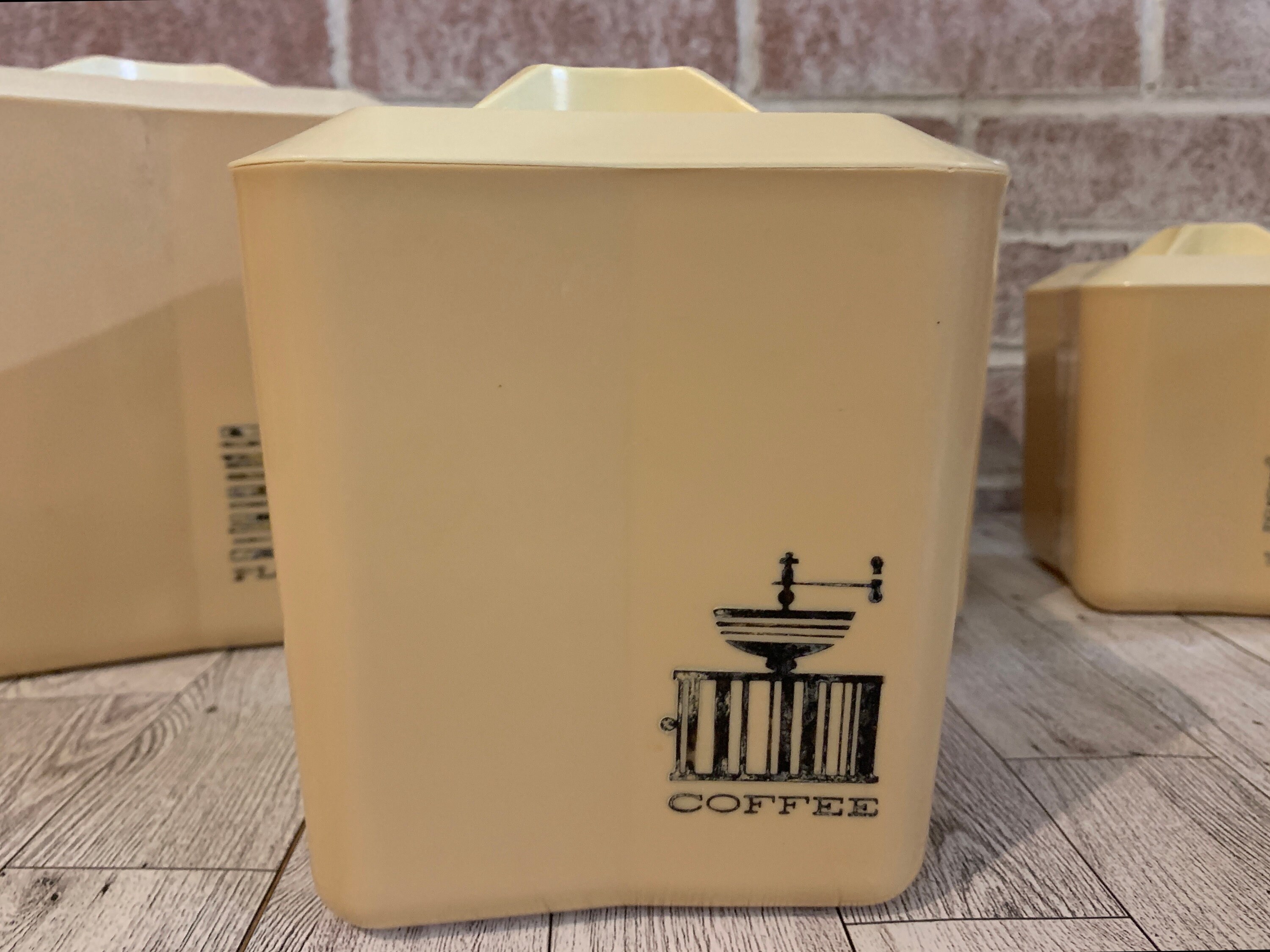 Vintage MCM Tan Beige Taupe Kitchen Storage Canisters Containers Flour ...