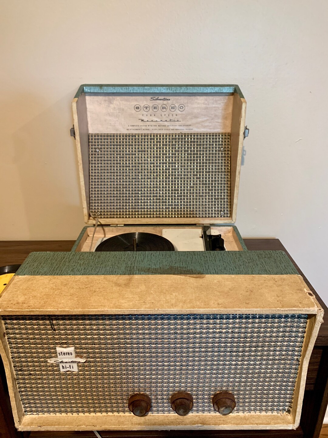 Mid-century Silvertone manumatic 4-speed Stereo Portable Suitcase ...