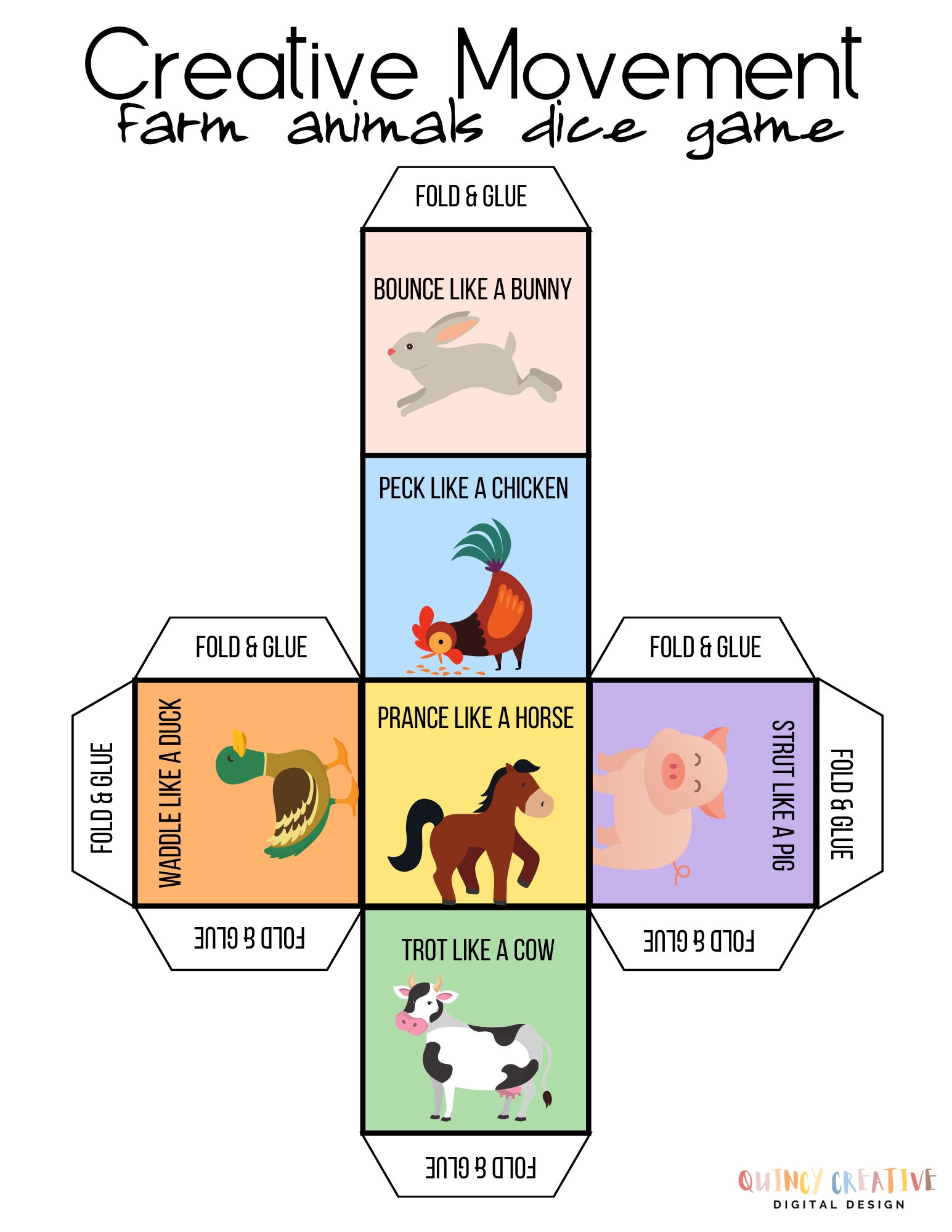 Creative Movement Farm Animal Dice Game! - Etsy