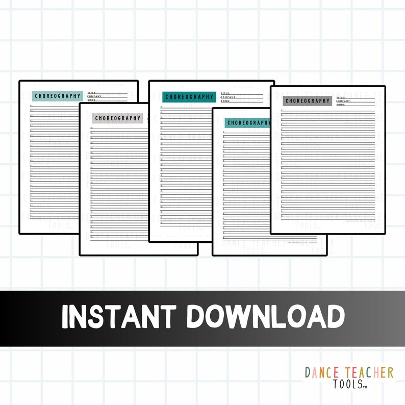 Basic Choreography Bundle – Printable Dance Planning Pages | 14-page ...